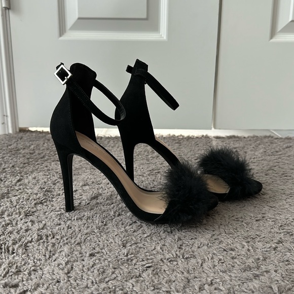 Shoes | Faux Fur Trim Heels | Poshmark
